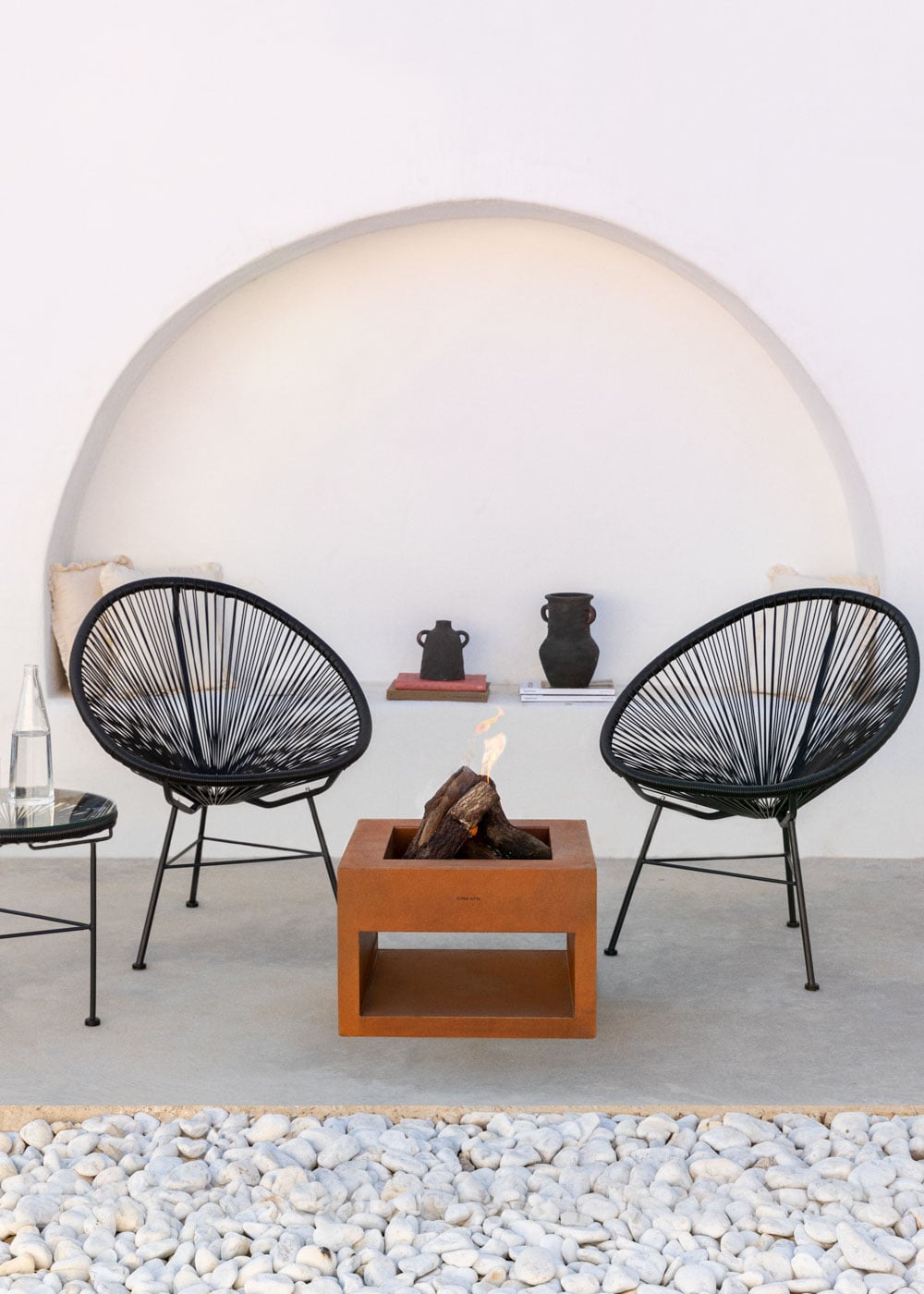 Brasero exterior cuadrado de acero corten - FIRE PIT CUBE - Create
