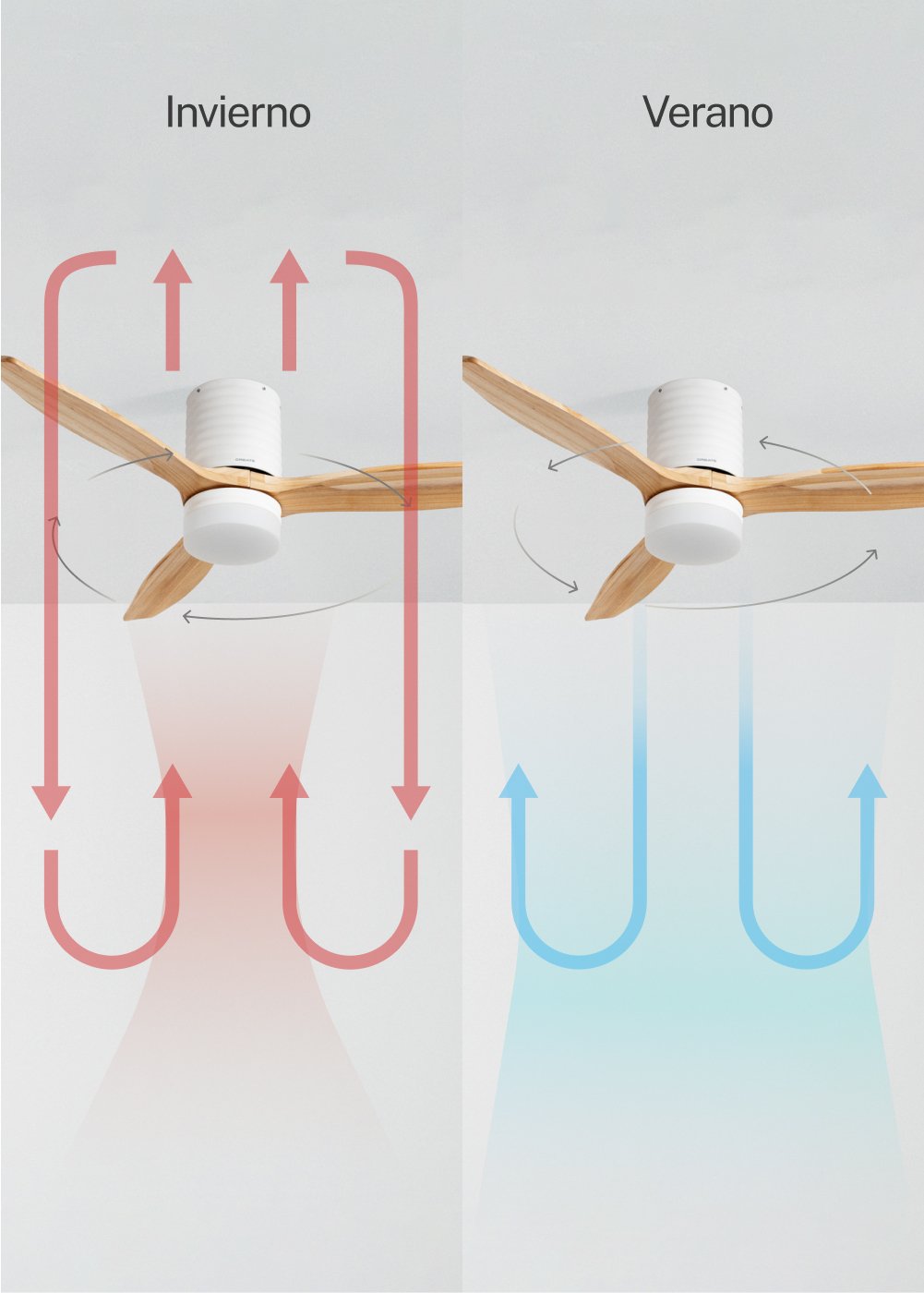 WIND CALM LINE - Ventilador de techo 40W silencioso Ø132 cm 100% madera ...