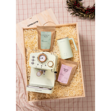 Coffret cadeau contenant cafetière express + mousseur à lait + café ...