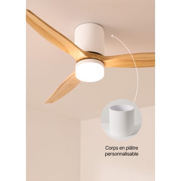 Ventilateur de plafond 40W silencieux Ø132cm 100 % bois avec un boîtier ...