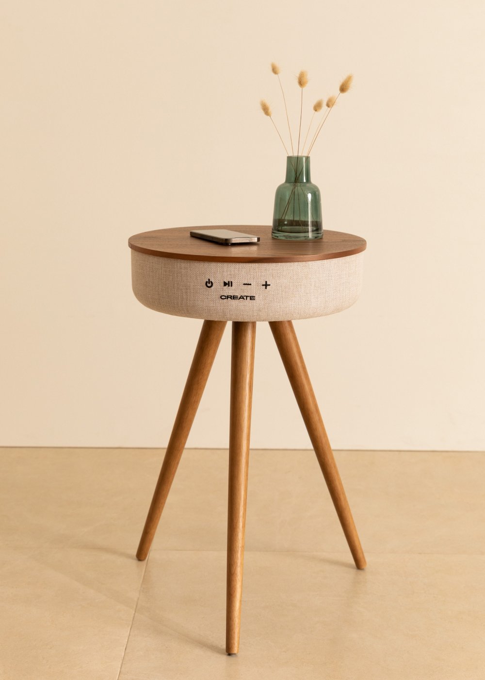 Table basse enceinte, son omnidirectionnel 360 º, bluetooth et chargeur ...