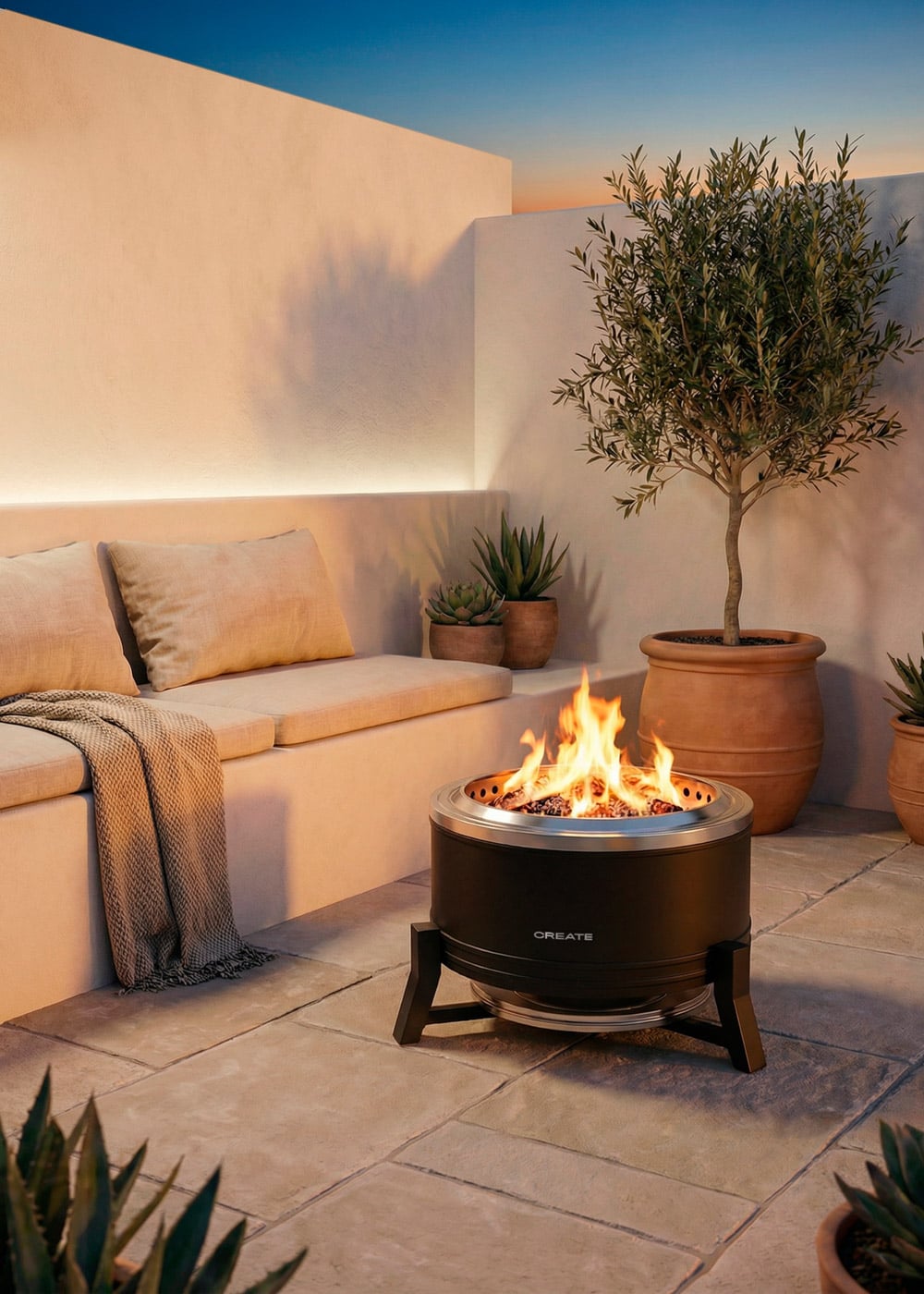Brasero d’extérieur à pellets de 12 kW sans fumée - FIRE PIT ROUND - Create
