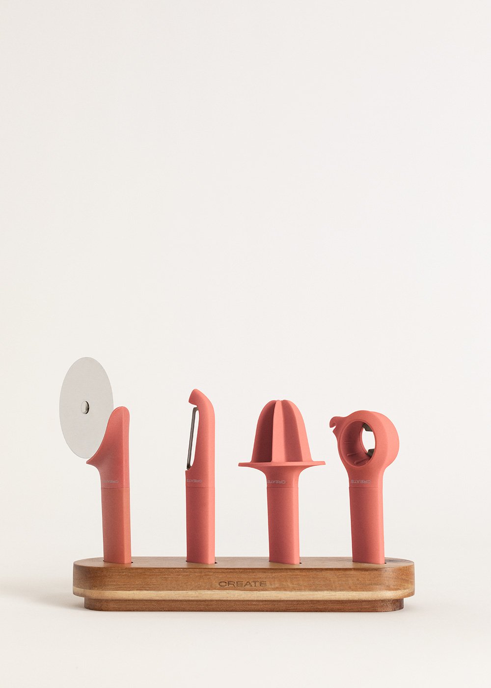 Set di 4 utensili da cucina con supporto in legno - KITCHENWARE STUDIO ...