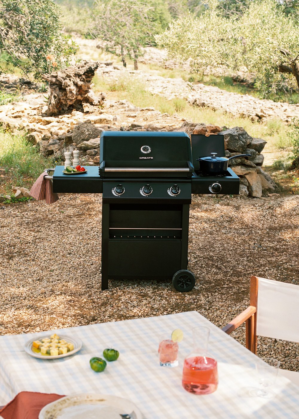 Barbecue a gas con bruciatore laterale e tavolino pieghevole - BBQ GAS ...