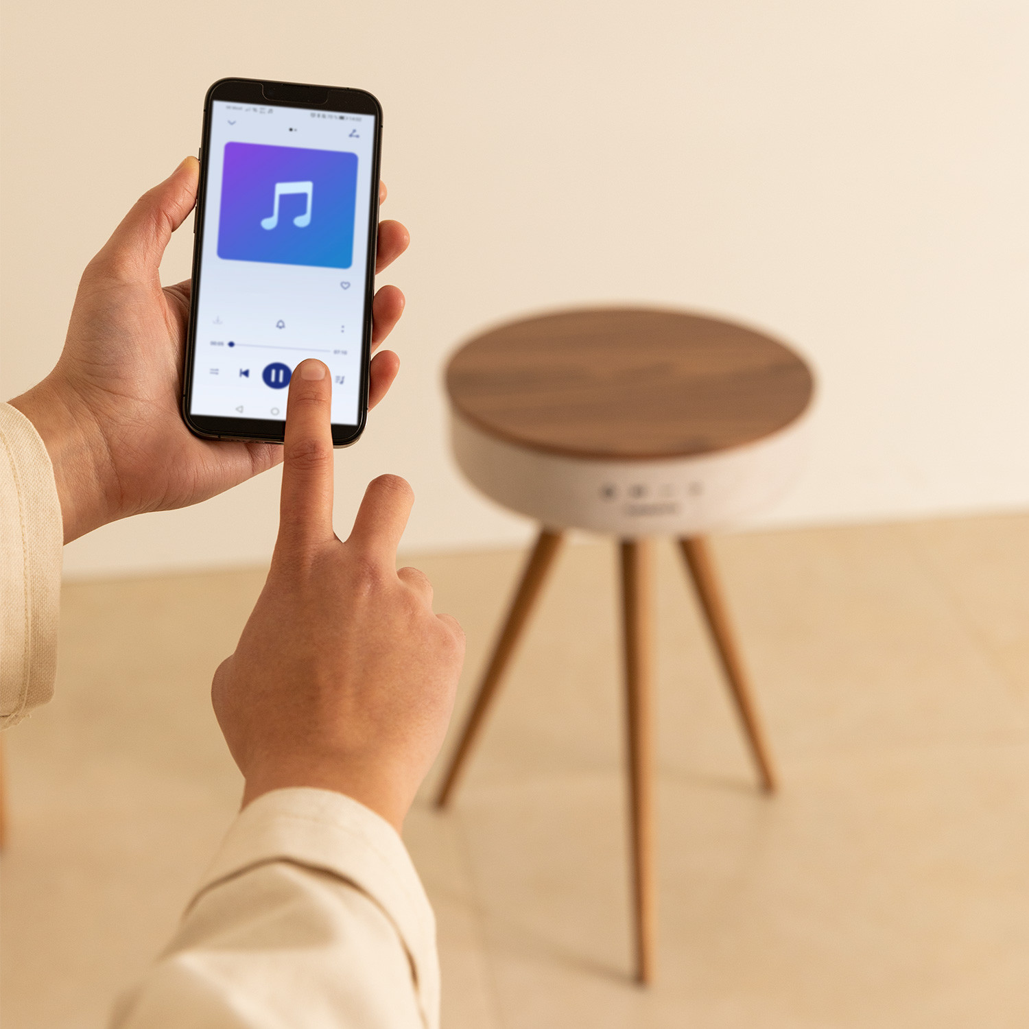 SPEAKER TABLE - Bluetooth Speaker Table and Wireless Smartphone Charger ...