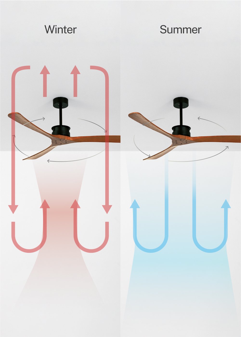 Silent 40W ceiling fan Ø152 cm 100% wood - WIND LARGE - Create