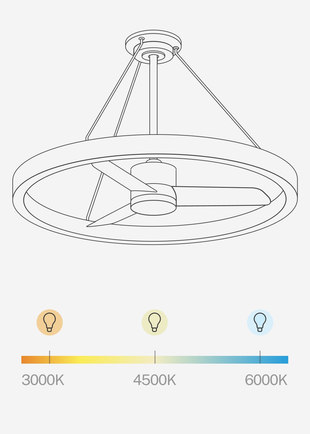 Ceiling fan 36W silent Ø108cm with LED light ring - WIND HALO - Create