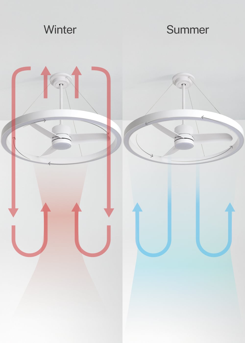 Ceiling fan 36W silent Ø108cm with LED light ring - WIND HALO - Create