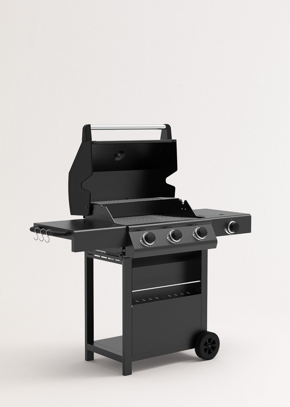 BBQ GAS BURNER PRO - Gas barbecue with side burner and auxiliary table ...