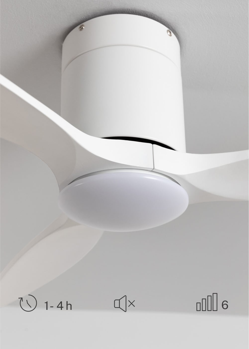Silent ceiling fan 40W Ø132 cm 100% wood - WIND CALM SLIM LIGHT - Create