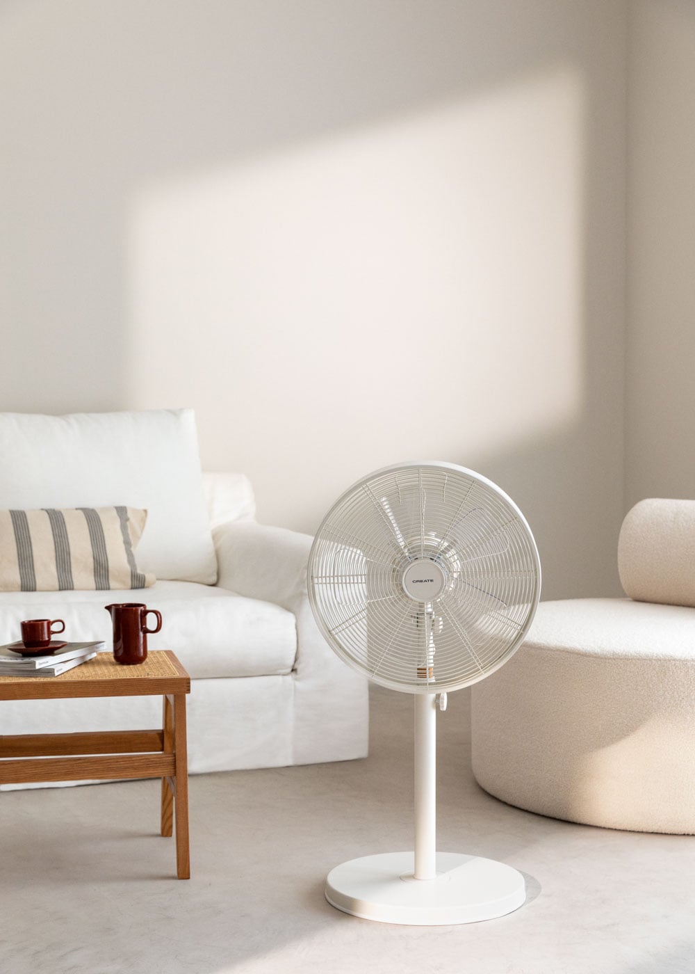 50W Oscillating Retro Style Standing Fan - AIR STAND WOOD - Create