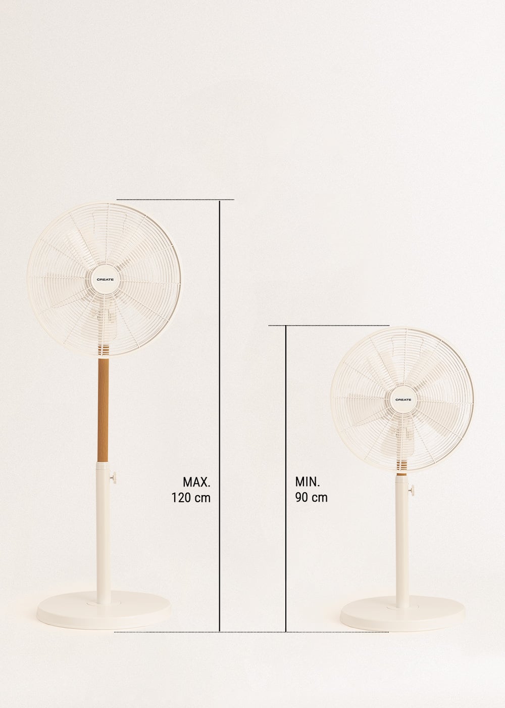 50W Oscillating Retro Style Standing Fan - AIR STAND WOOD - Create