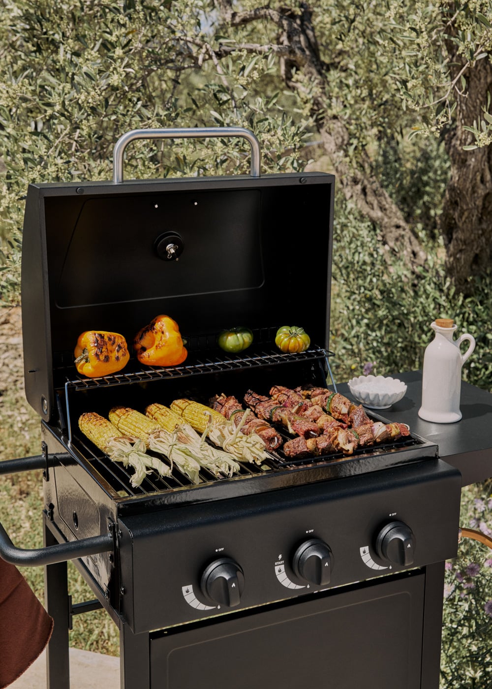 9kW gas barbecue with 3 burners and a foldable table - BBQ GAS BURNER ...